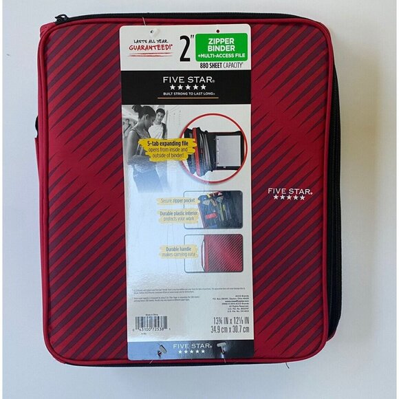 Mead | Office | Back To School Five Star Zipper Binder Red Black 88 ...
